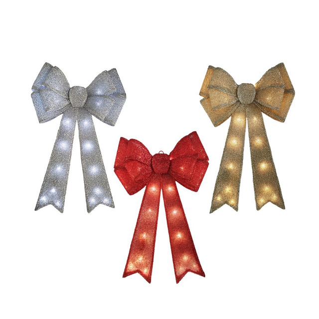Light Up Door Bows - 3 Asst. 11314412 - Beechmount Garden Centre